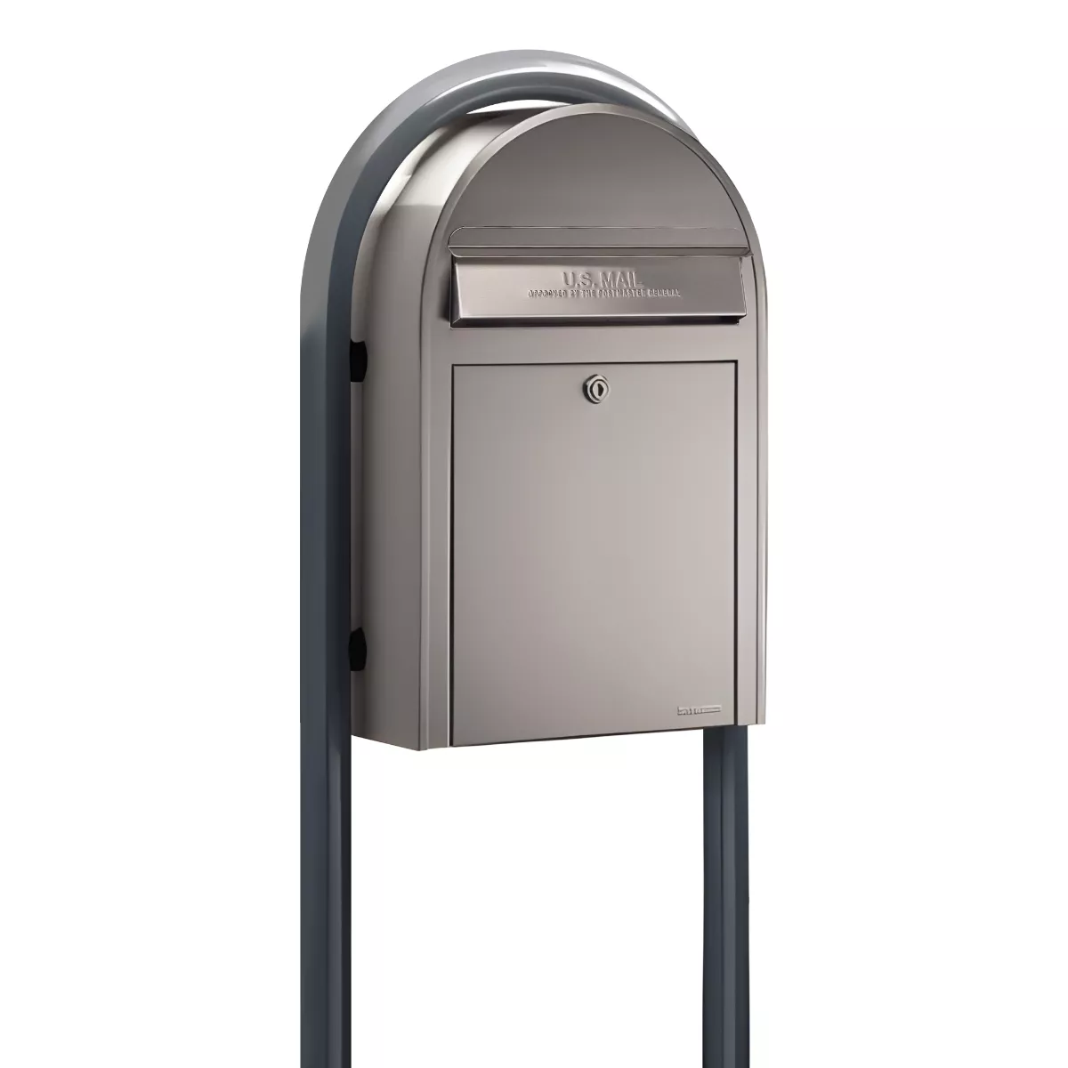 Bobi Classic USPS Modern Locking S.S Mailbox & Grey Post Combo