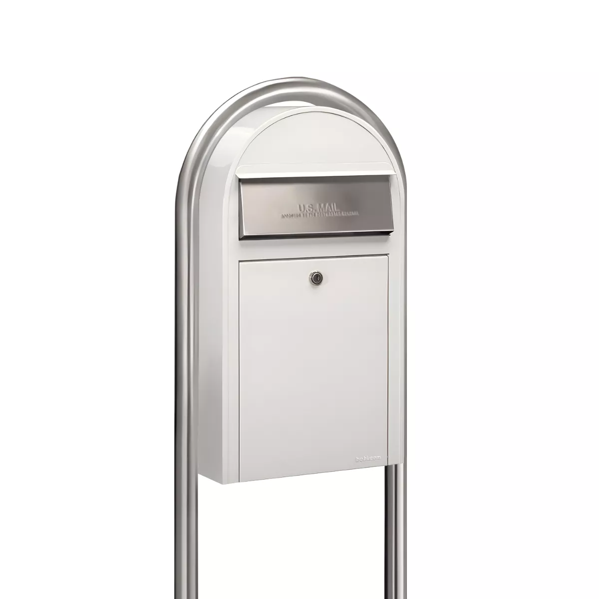 Bobi Grande Slim Front Access White Mailbox & SS Post Combo