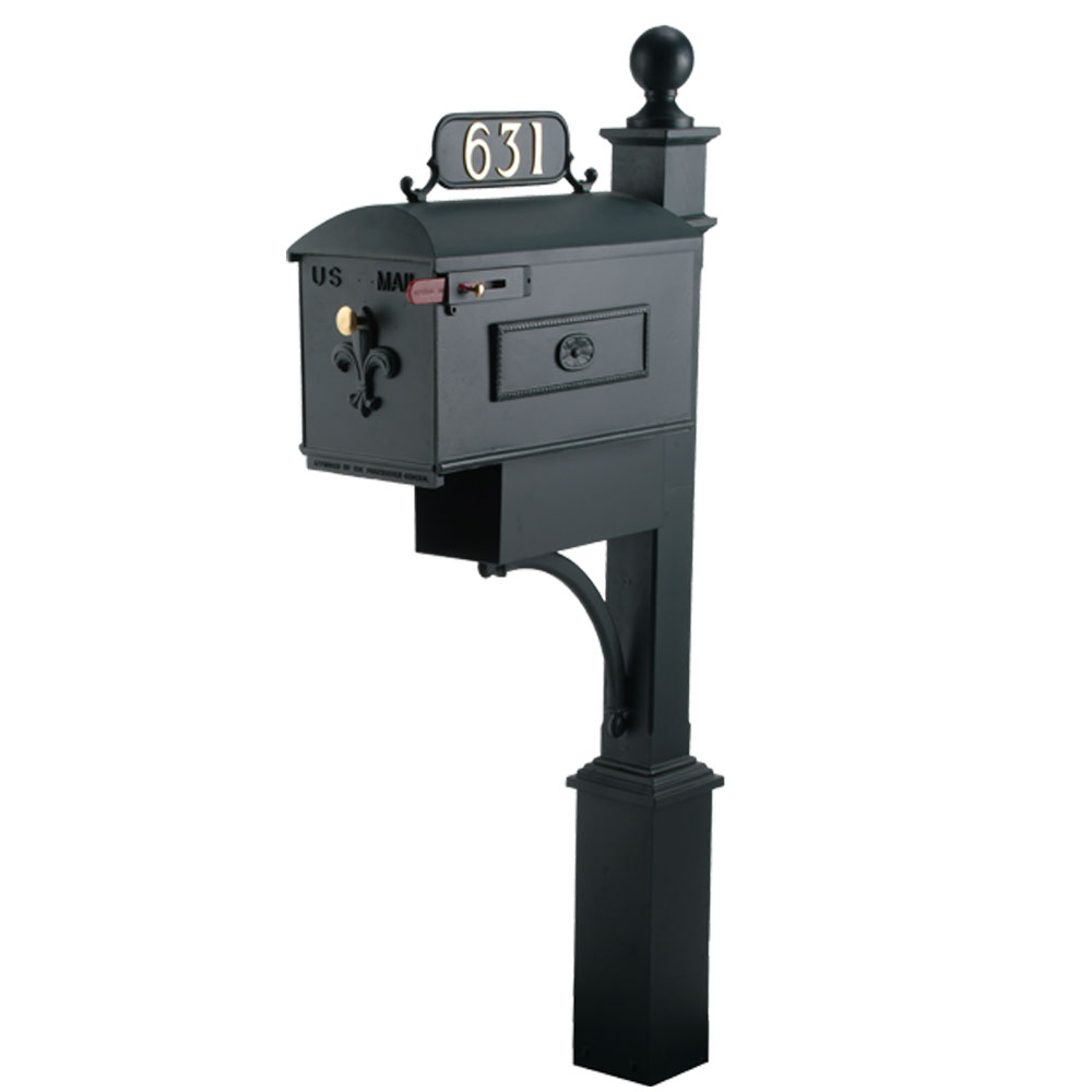 Estate Large Mailbox System With Fleur De Lis Mailbox