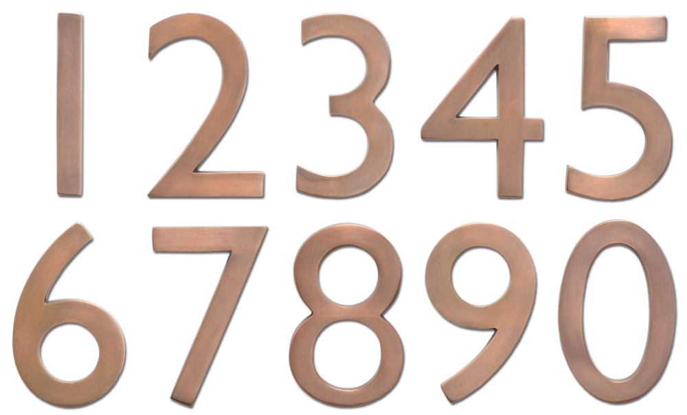 5" Solid Brass House Numbers (0-9) - Architectural Mailboxes