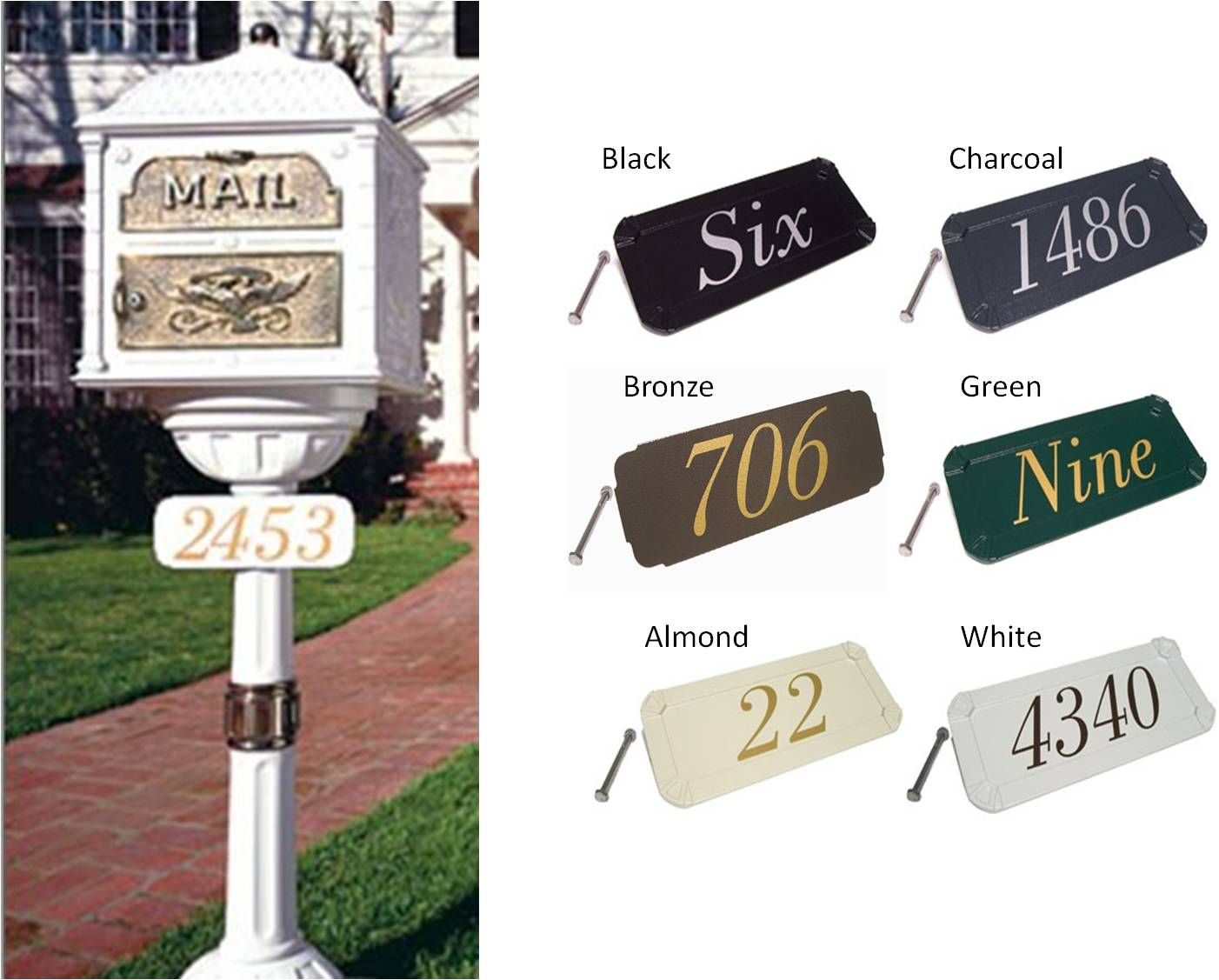 Classic Mailbox Address Plaque - (Choose Color)