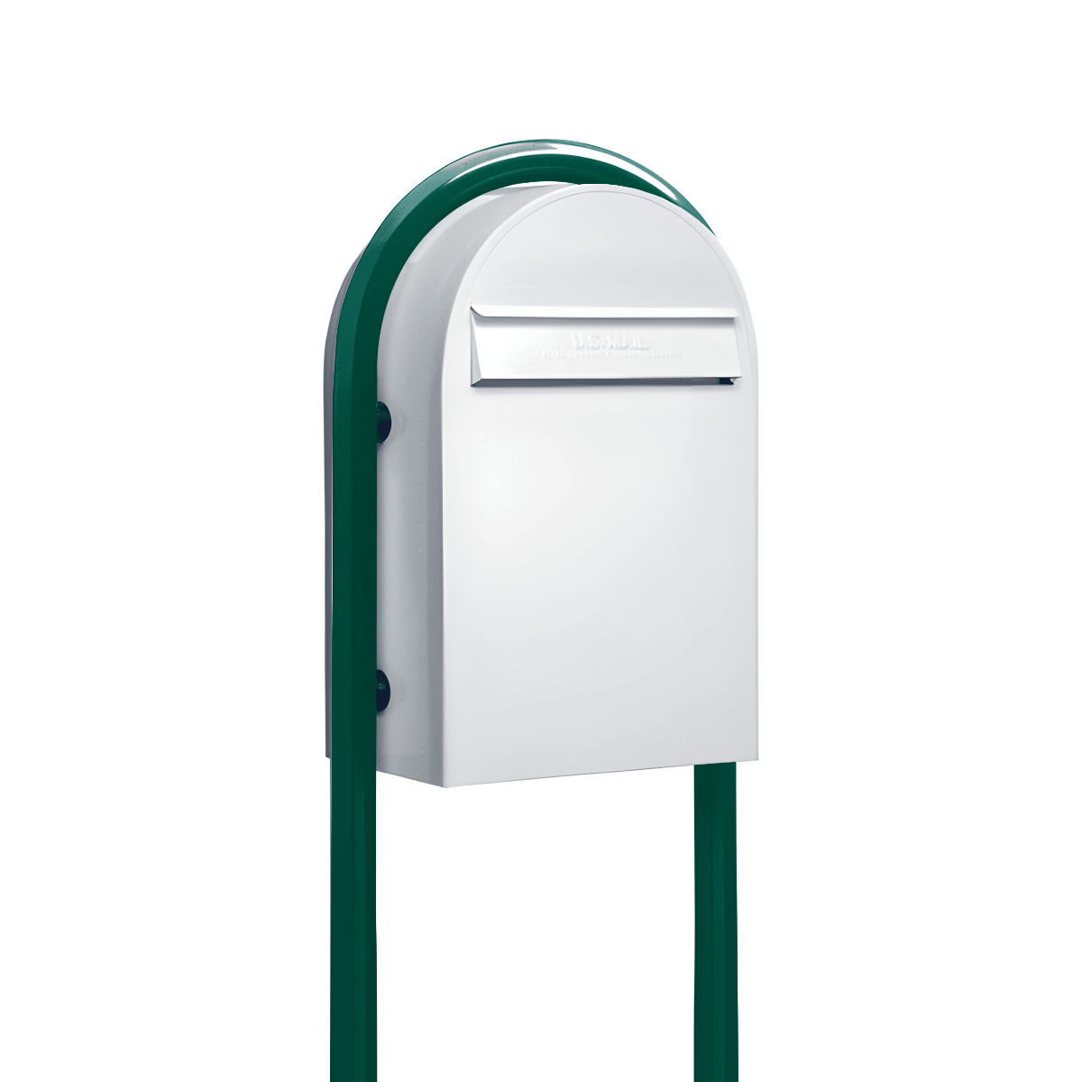 Bobi Classic B Modern USPS White Locking Mailbox & Green Post Combo