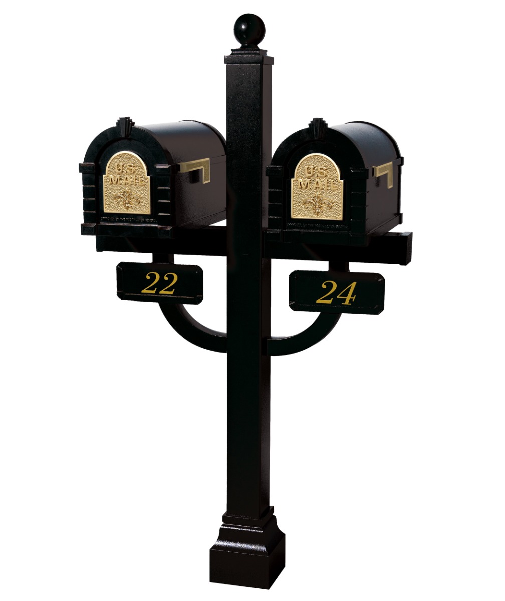 Fleur de lis Keystone Series Mailbox and Deluxe Double Mount Post Pack